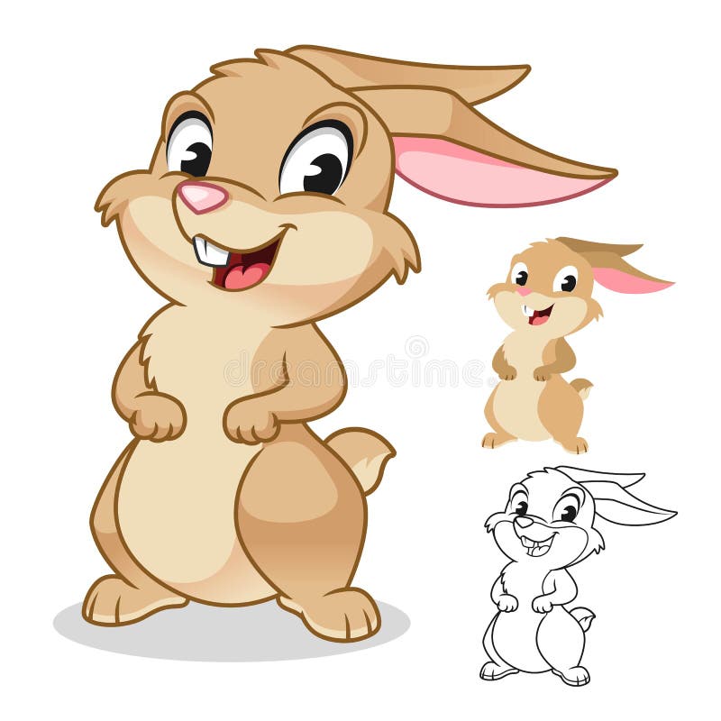 Happy Rabbit Cartoon Character Design Vektor Abbildung - Illustration ...