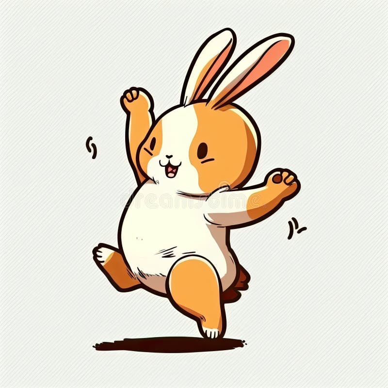 Happy Rabbit Dancing Celebrating the Internacional Dance Day on a ...