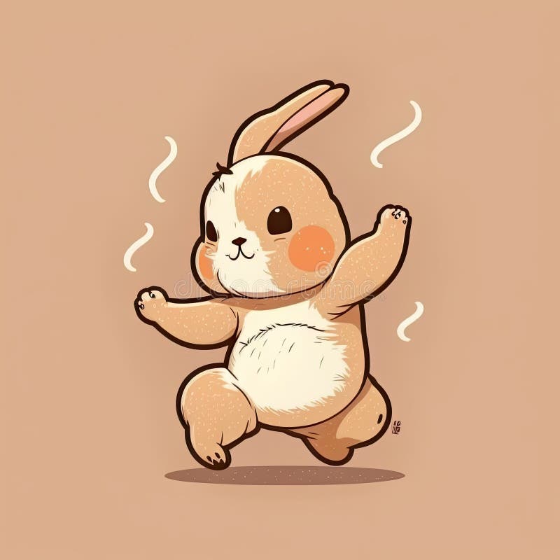 Happy Rabbit Dancing Celebrating the Internacional Dance Day on a ...