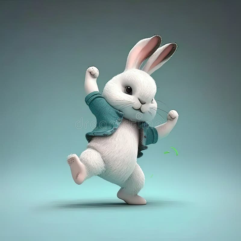 Happy Rabbit Dancing Celebrating the Internacional Dance Day on a ...