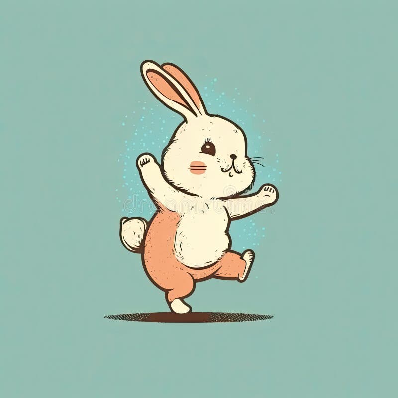 Happy Rabbit Dancing Celebrating the Internacional Dance Day on a ...