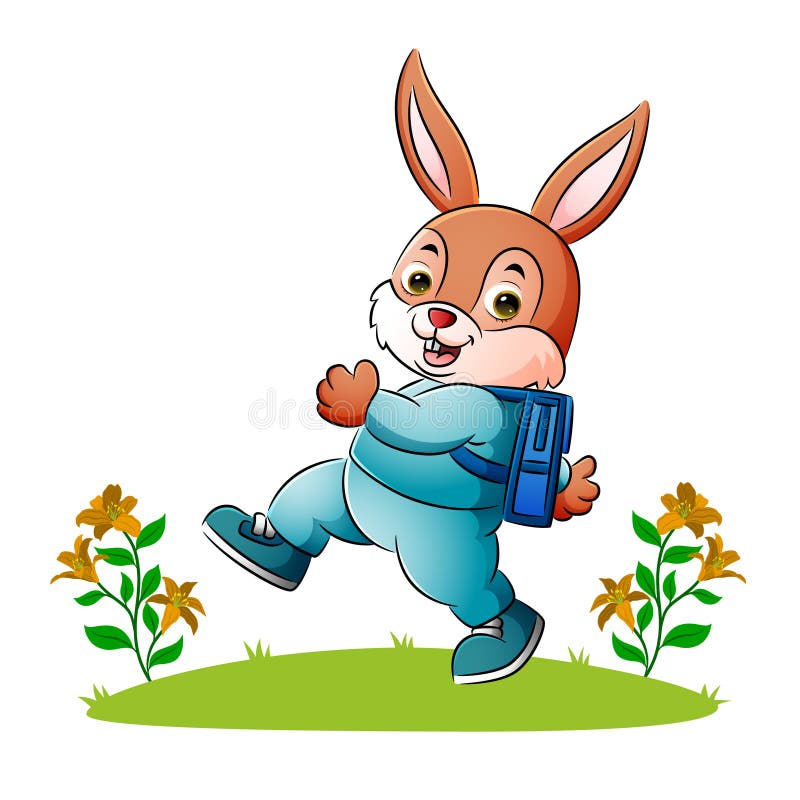 The Happy Rabbit is Going To School with the Happy Face Stock Vector ...