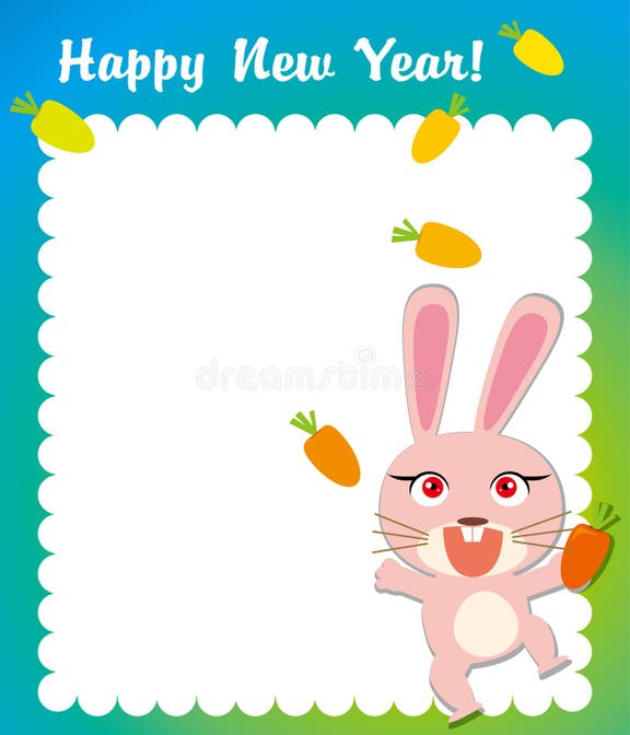 Happy Rabbit New Year Frame Stock Vector - Illustration of pink, laugh ...