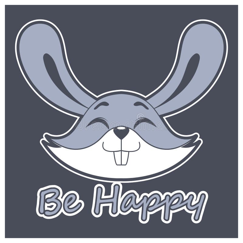 Happy Rabbit Face with Motivational Text Stock Vector - Illustration of ...