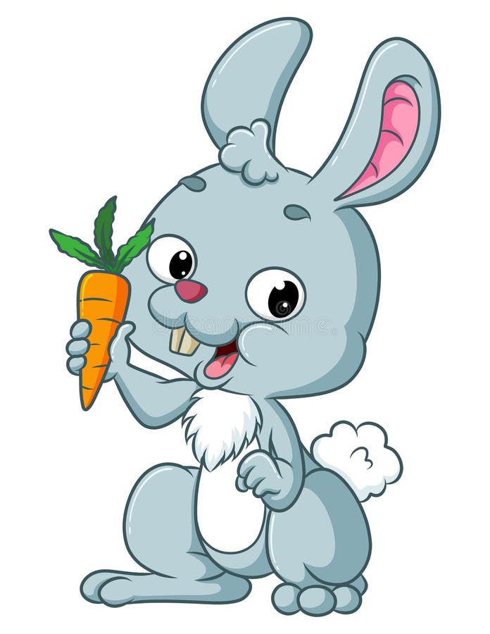 The Happy Rabbit is Showing the Small Carrot Stock Vector ...