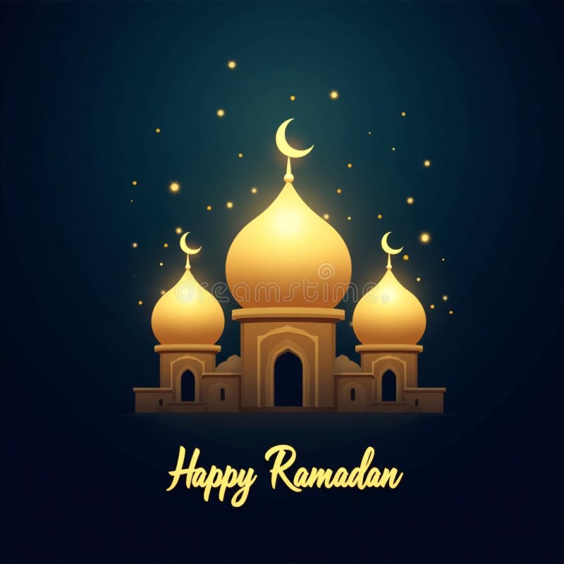 Happy Ramadan Calligraphy with Beautiful Islamic Architecture Stock ...