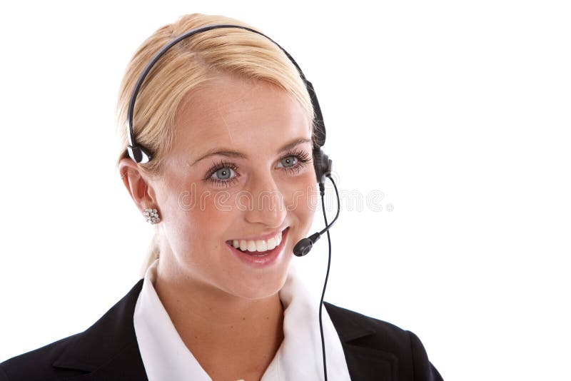 Happy receptionist stock image. Image of telephone, phone - 10222181