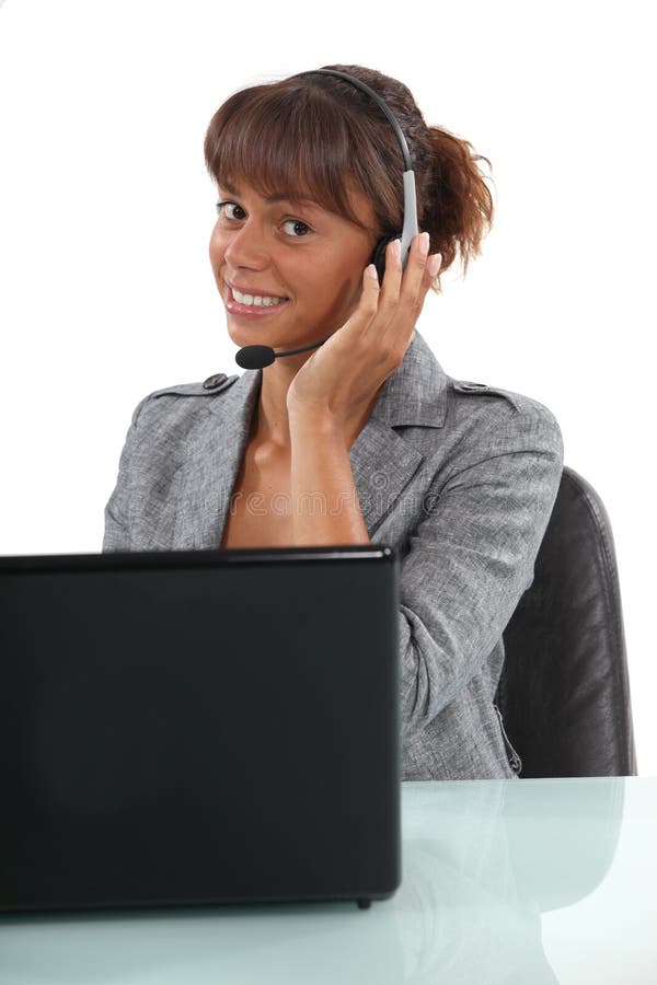 Receptionist with headset stock photo. Image of agent - 31379208