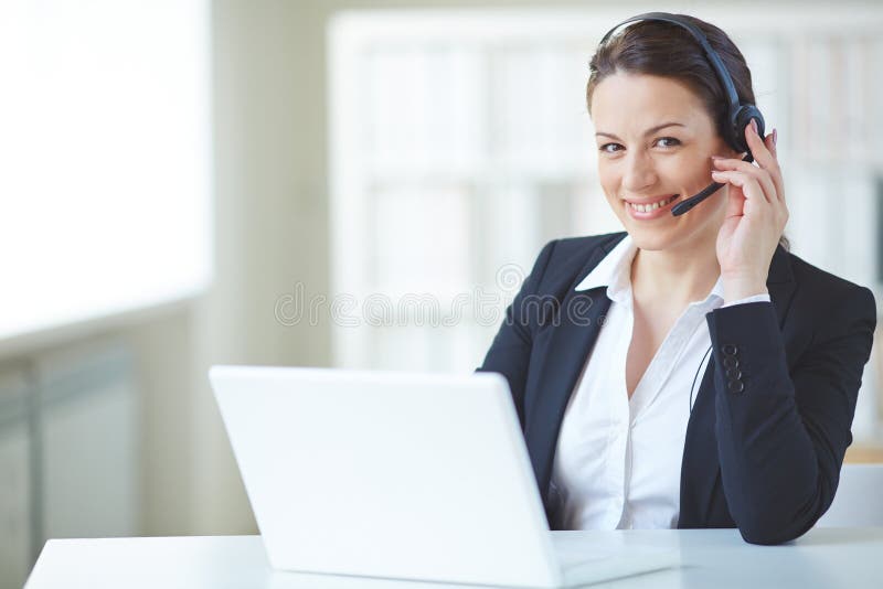 Pretty receptionist stock photo. Image of headset, business - 25444170
