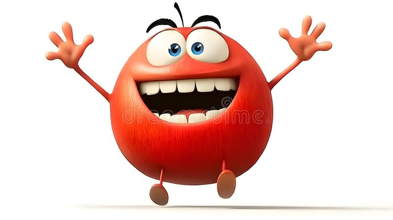 Happy Red Animated Character with a Big Smile Stock Illustration ...