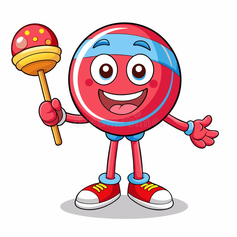 Happy Red Circle Cartoon Character Holding a Maraca Stock Vector ...
