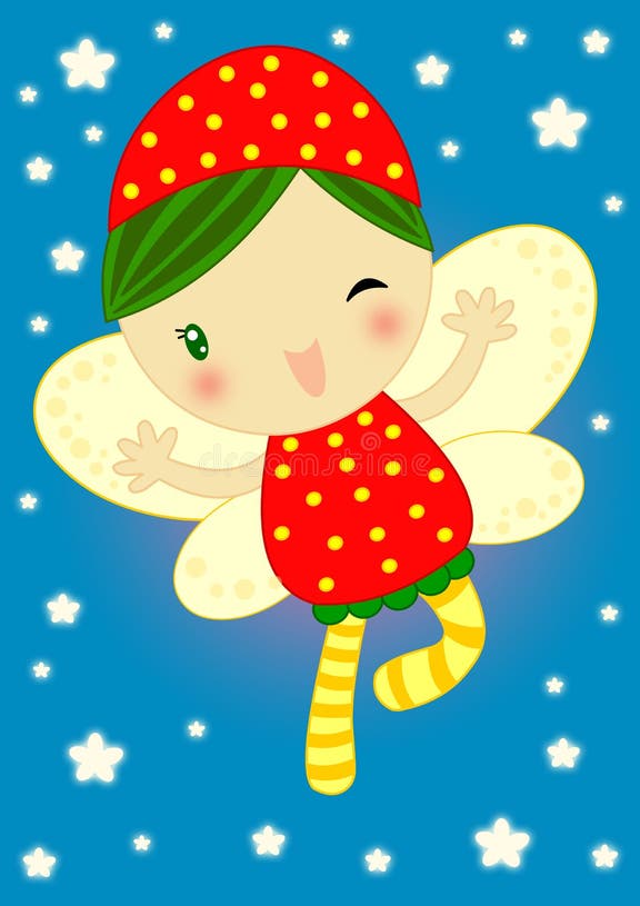 Happy red firefly fairy stock illustration. Illustration of fairy ...