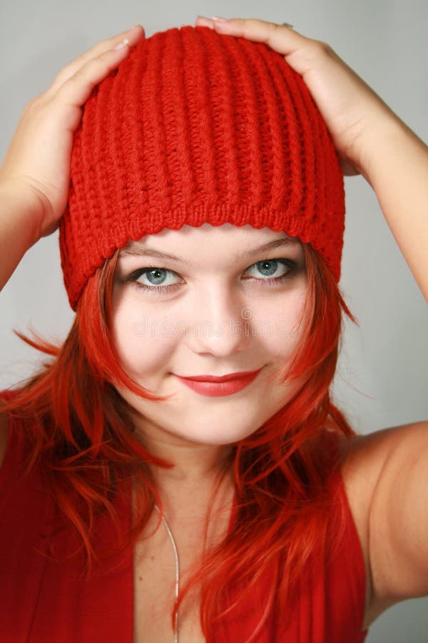 Happy red girl stock image. Image of expressing, cheerful - 6342559