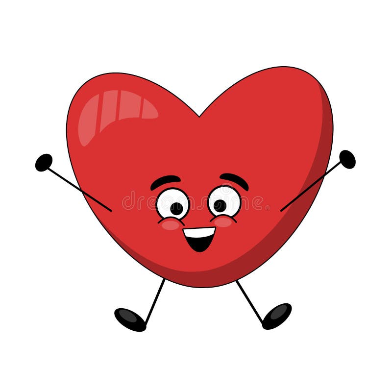 Happy Red Heart, Heart Character with the Expression of a Feeling of ...