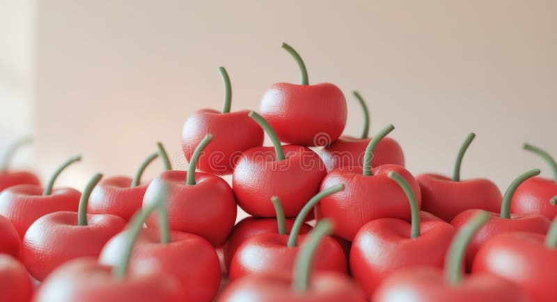 Happy Red Plush Cherry Toys Cluster Together Stock Image - Image of ...