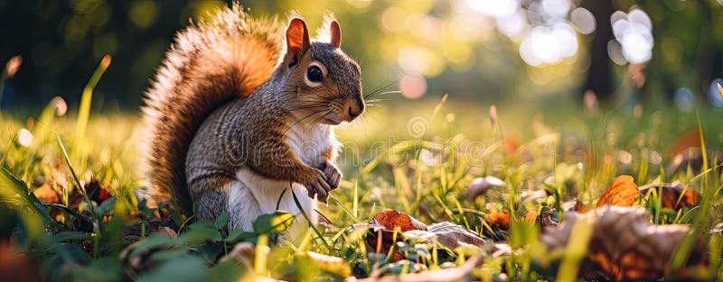 Happy Red Squirrel in Park during Summer Stock Image - Image of ...