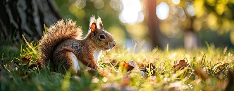 Happy Red Squirrel in Park during Summer Stock Photo - Image of small ...