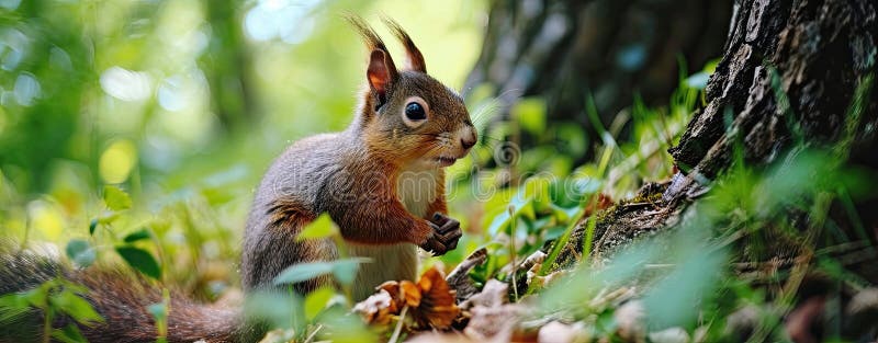 Happy Red Squirrel in Park during Summer Stock Photo - Image of looking ...
