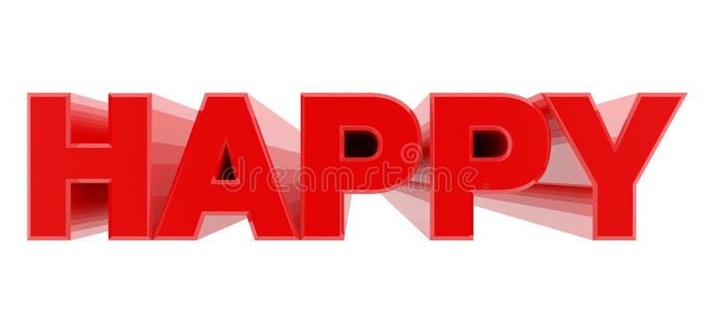 HAPPY Red Word on White Background Illustration 3D Rendering Stock ...
