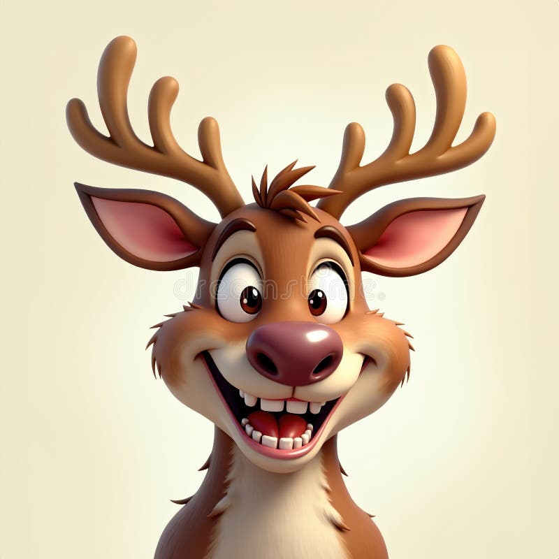 Happy Reindeer Cartoon Character Stock Illustration - Illustration of ...