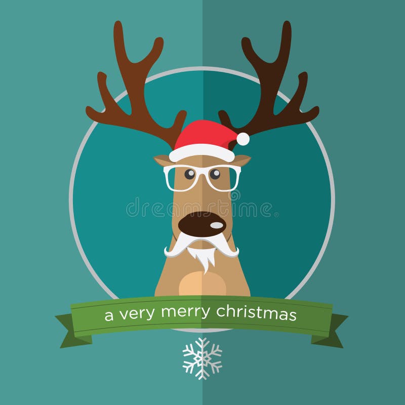 Happy Reindeer & Merry Christmas Sign Stock Vector - Illustration of ...
