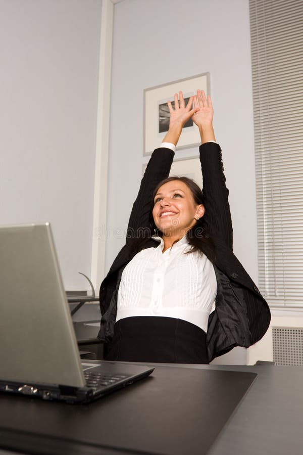 Happy Relaxed Businesswoman Having a Break Stock Photo - Image of break ...