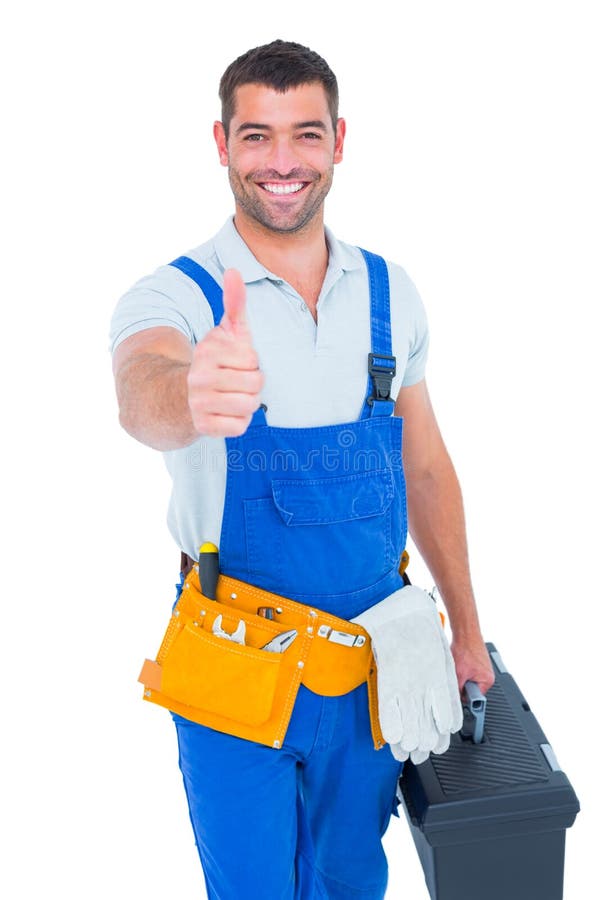 Friendly Man Tool Think Positive Stock Image - Image of electrical ...