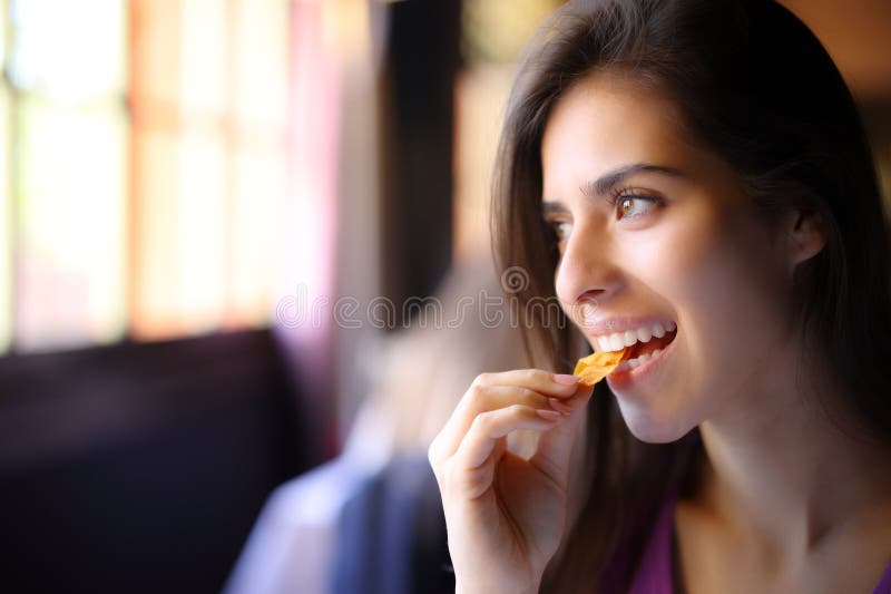 Happy Customer Eating Tomato in a Restaurant Stock Image - Image of ...