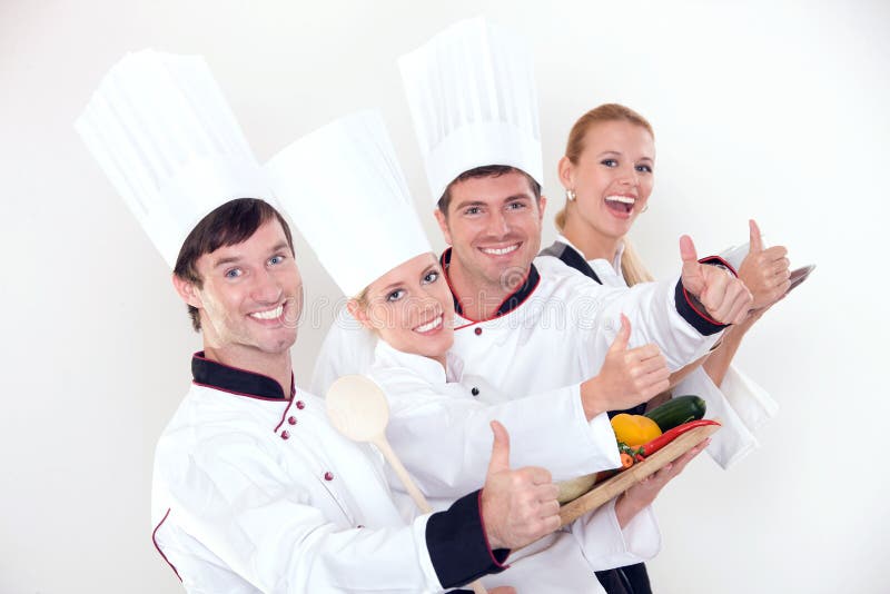 Happy Restaurant Staff Gesturing Thumbs Up Stock Photo - Image of ...