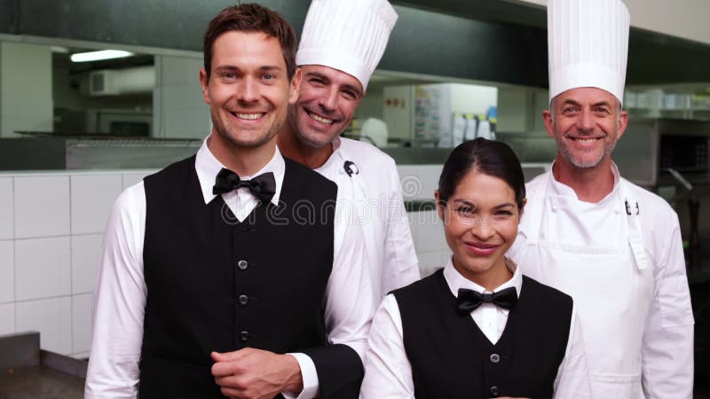 Happy Restaurant Staff Smiling at Camera Stock Footage - Video of ...