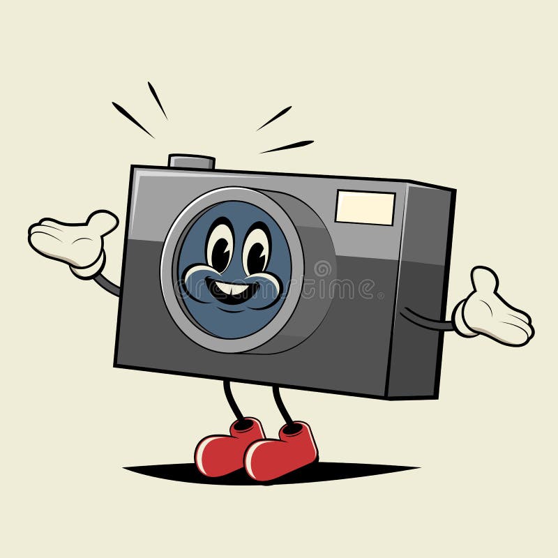 Funny Retro Cartoon Illustration of a Camera Stock Vector ...