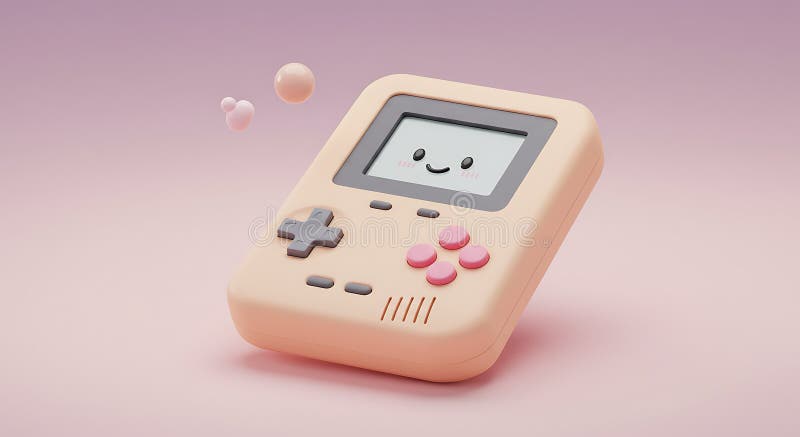 Happy Retro Game Console: a Pastel 3D Render Stock Illustration ...