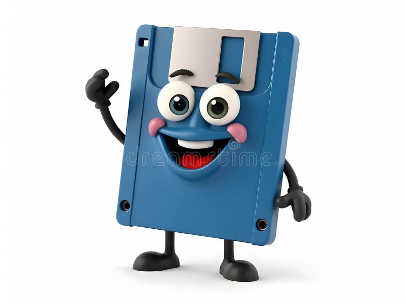 Happy Retro PC Diskette Cartoon in Funky Style – Great for Emblems ...
