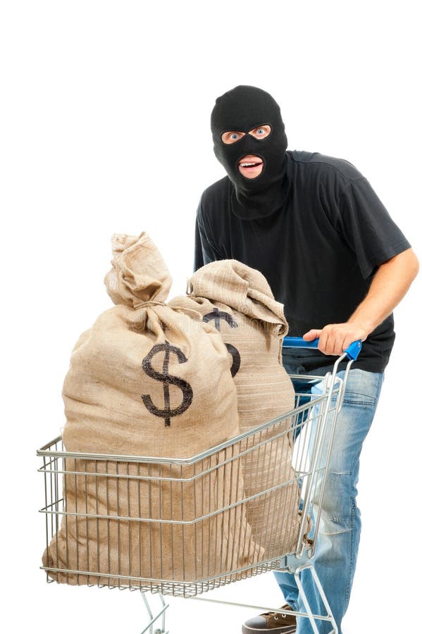 Happy Robber with Sack Full of Dollars Stock Image - Image of money ...