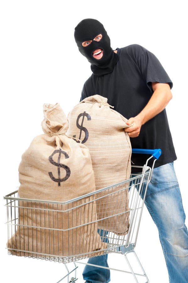 Robber in a Mask Carries Bag with Money Stock Image - Image of burglary ...