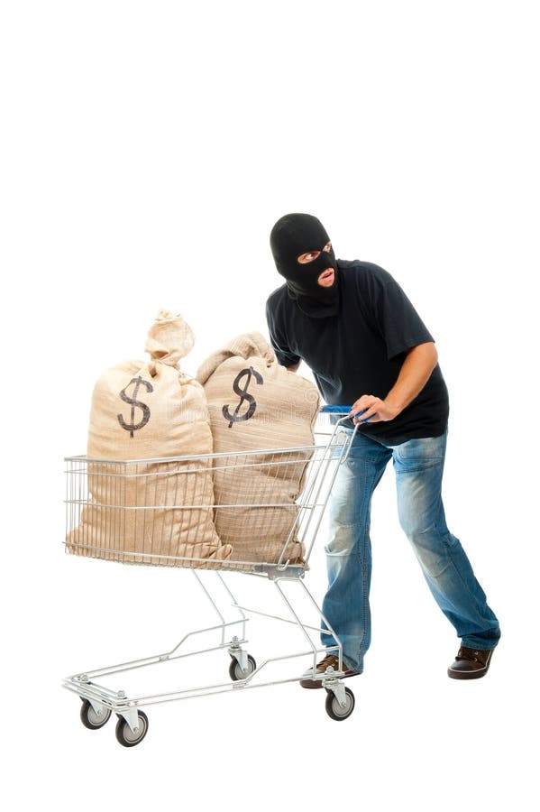 Happy Robber with Sack Full of Dollars Stock Image - Image of money ...