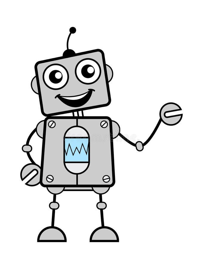 Happy Robot Cartoon Illustration Stock Illustration - Illustration of ...