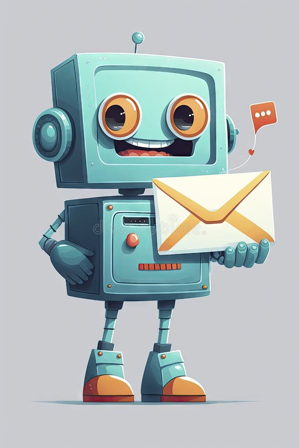 Happy Robot Delivering Email for Modern Website. Stock Photo - Image of ...