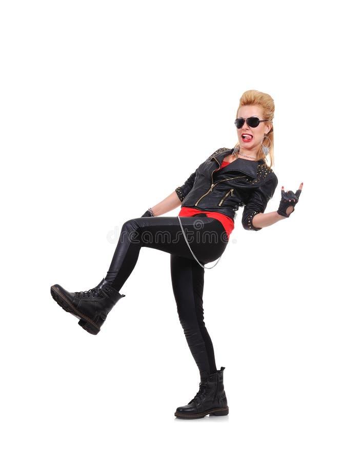 Happy rocker girl stock image. Image of steel, beauty - 42836731