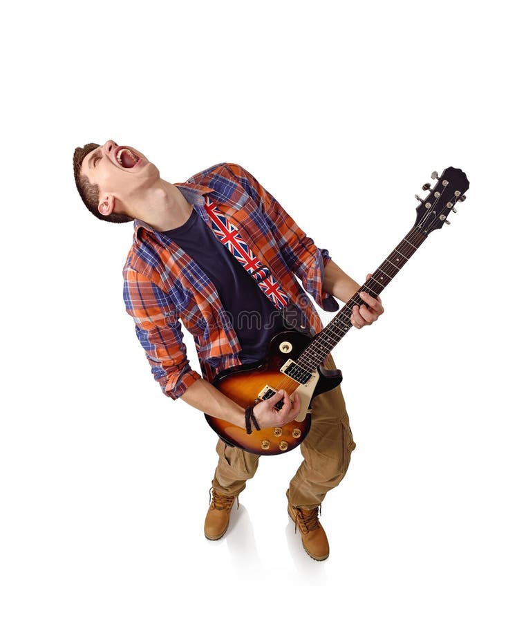 Happy rocker musician stock image. Image of human, fretboard - 63619087