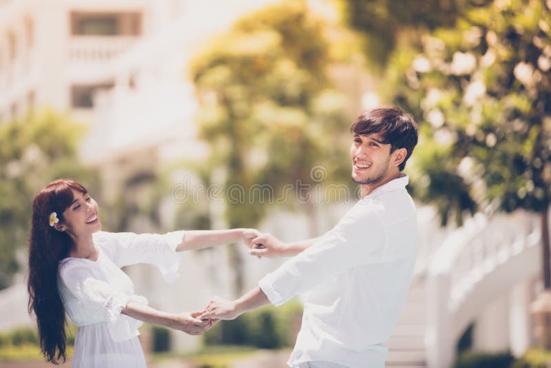 Happy Romantic Couples Lover Holding Hands Together Stock Image Image