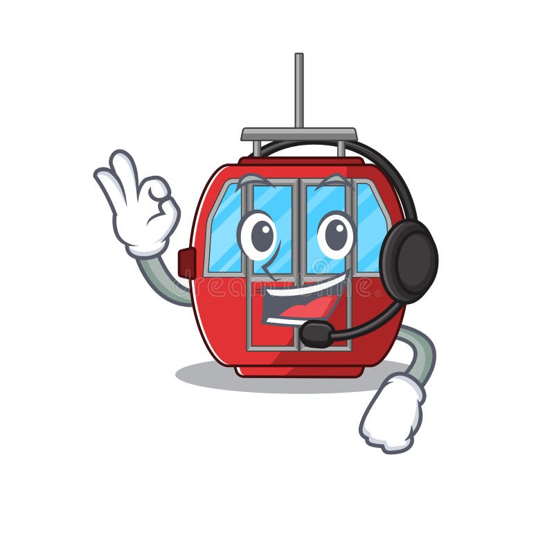 Happy Ropeway Mascot Design Style Wearing Headphone Stock Vector ...