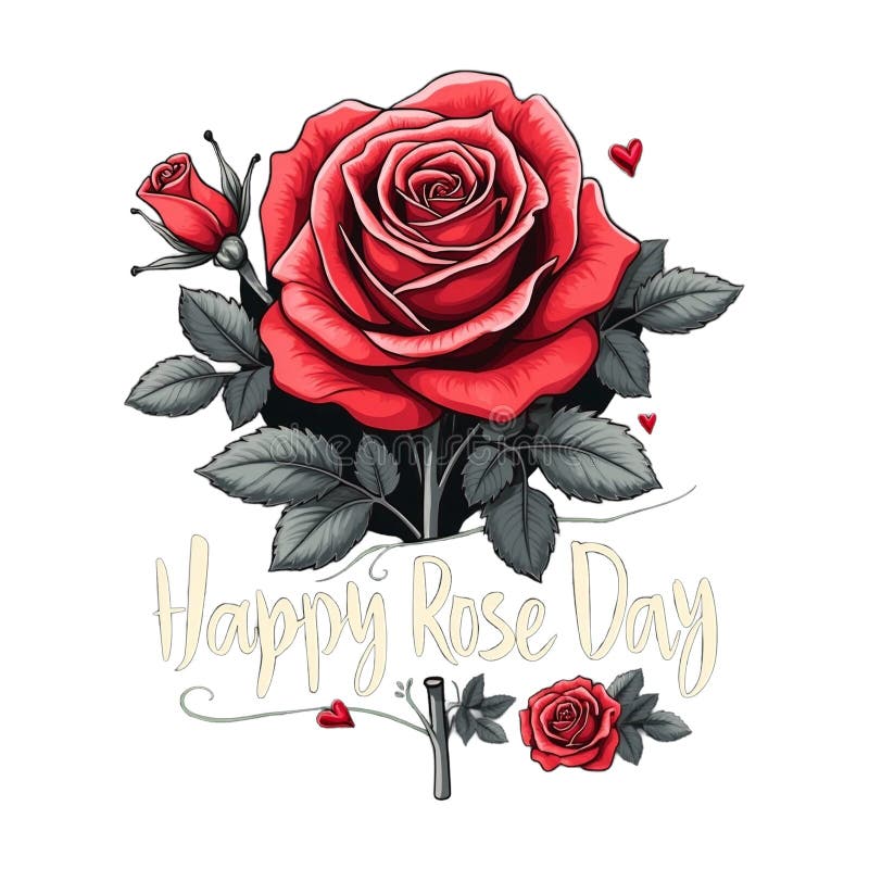 Happy Rose Day Typography Clipart Design Stock Image - Illustration of ...