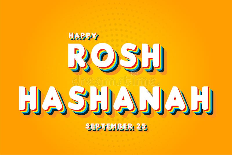 Happy Rosh Hashanah, September 25. Calendar of September Retro Text ...