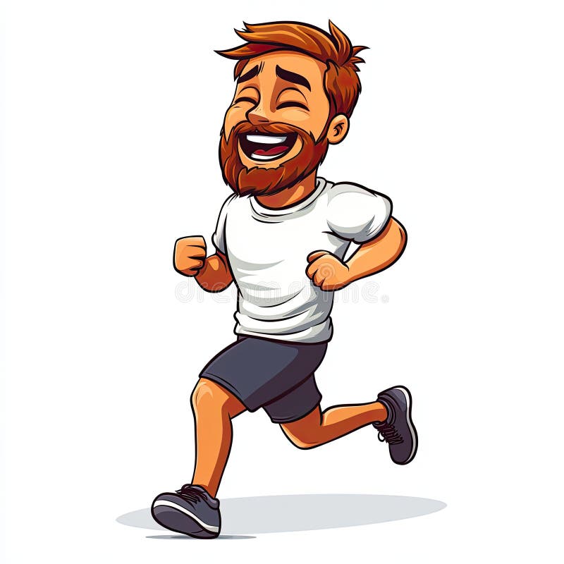 Happy Runner with Beard in Casual Outfit, Enjoying Jog Outdoors Stock ...