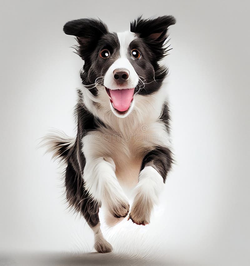 Happy Running Black and White Border Collie Dog Made with Generative AI ...