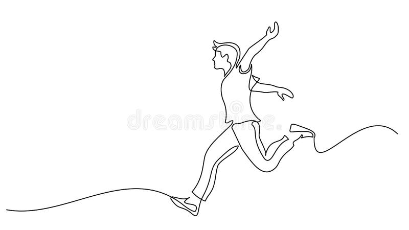 Happy Running Man. Continuous One Line Drawing Stock Vector ...