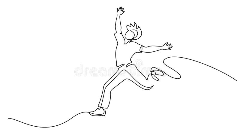 Happy Running Man. Continuous One Line Drawing Stock Vector ...