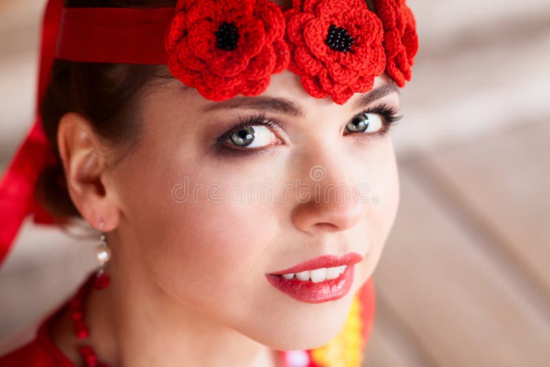 Happy Russian Girl with Headband Stock Photo - Image of caucasian ...