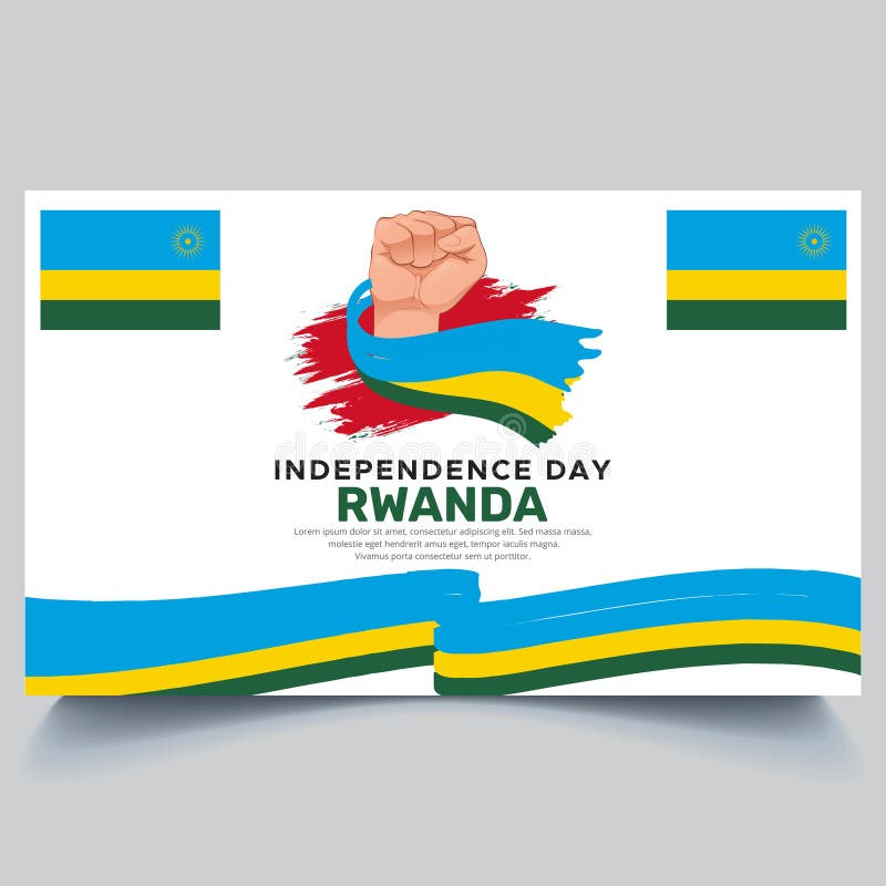 Happy Rwanda Independence Day Banner and Hand Flag Design Vector Stock ...